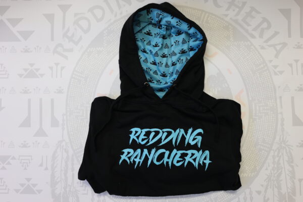 Redding Rancheria Black with Blue Hoodie – Redding Rancheria Company Store